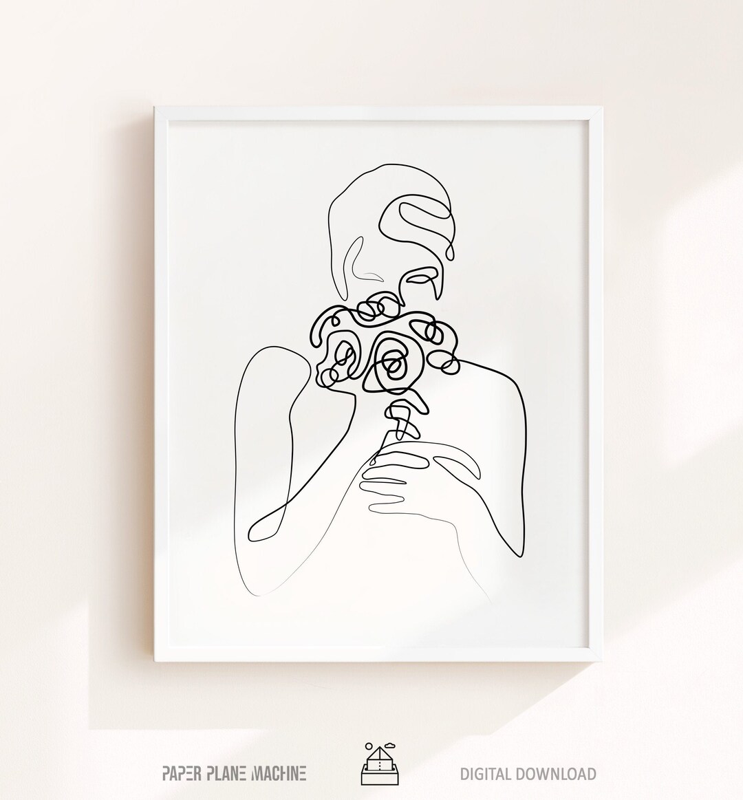 Woman Line Drawing, Roses Print, Female Face Art, One Line Drawing ...