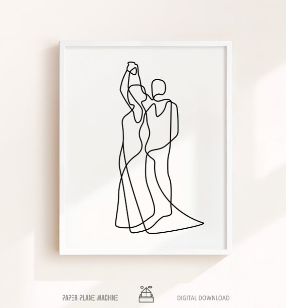 Couple Dancing Romantic Drawing