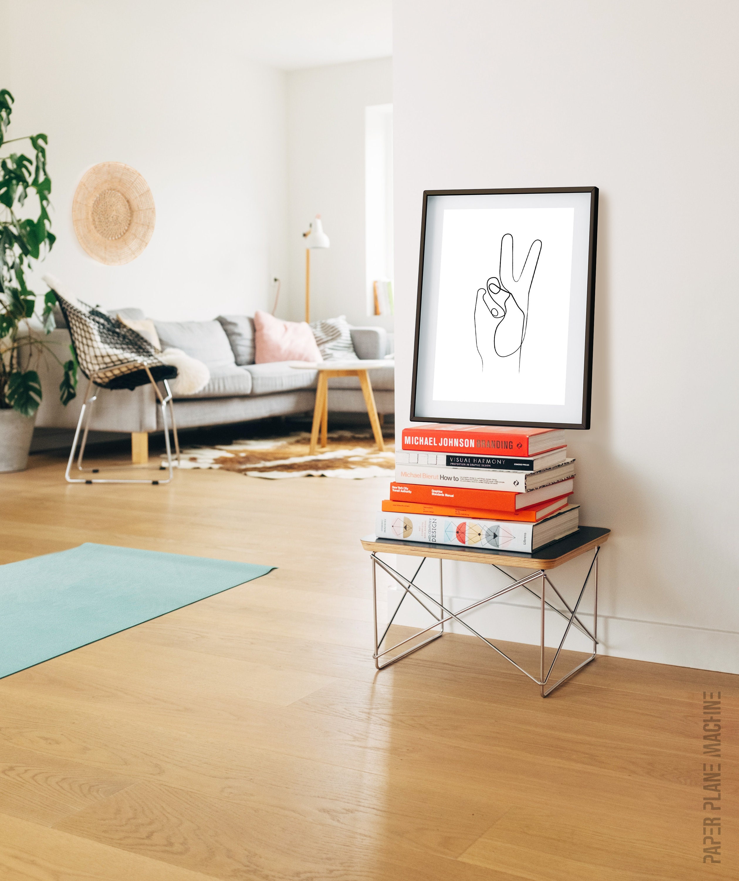 Peace Sign One Line Art Print, Printable Line Art, Peace Hand Gesture ...