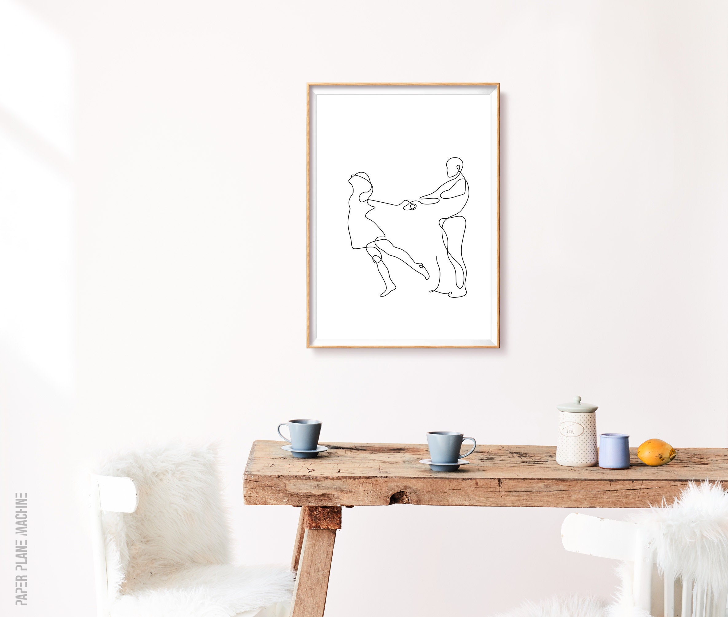 Couple One Line Drawing, Minimalist Line Art Romantic Poster, Love Line ...