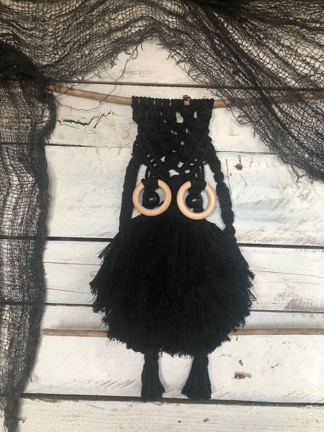 Macrame Owl | Black Macrame | Goth Macrame | Witchy Aesthetic - Etsy