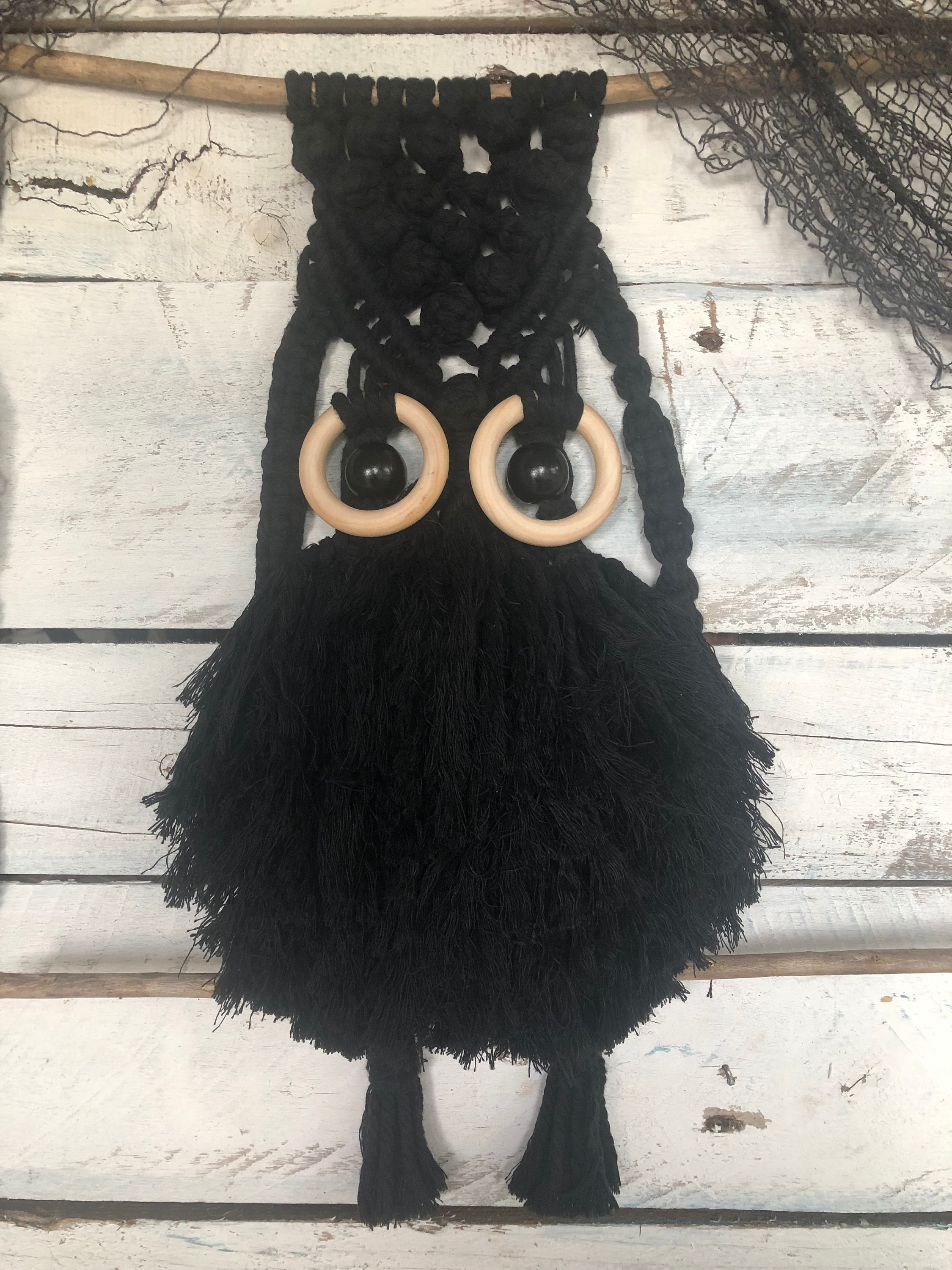 Macrame Owl | Black Macrame | Goth Macrame | Witchy Aesthetic - Etsy