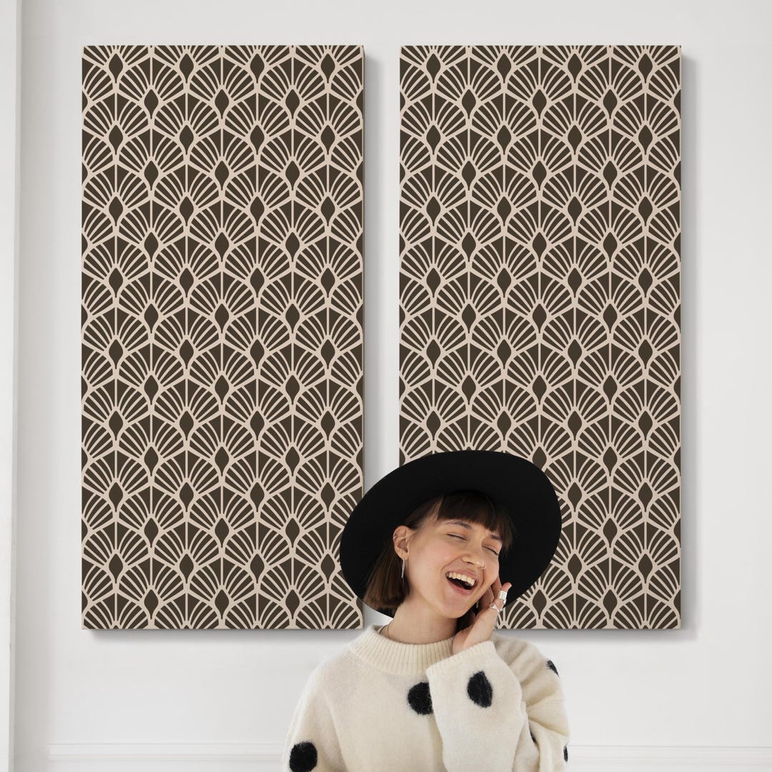 Seashell Art Deco Acoustic Panel – Geometric Sound Absorbing Wall Art ...