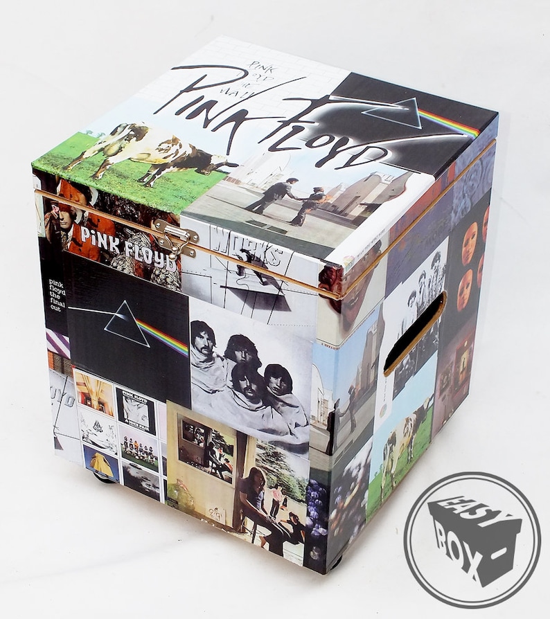 Large Disc Vinyl LP Hard Storage Box Chest MDF With Casters Pink Floyd ...