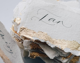 Handwritten Wedding Name Card on Handmade Paper Calligraphy - Etsy