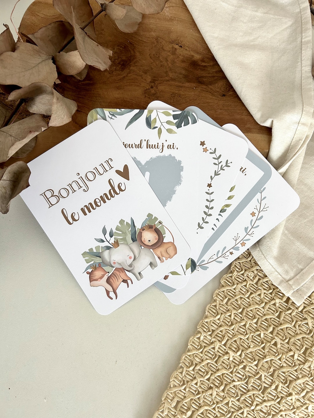 Baby Milestone Cards caesar Animals Jungle Savannah Birth Baby Souvenir ...