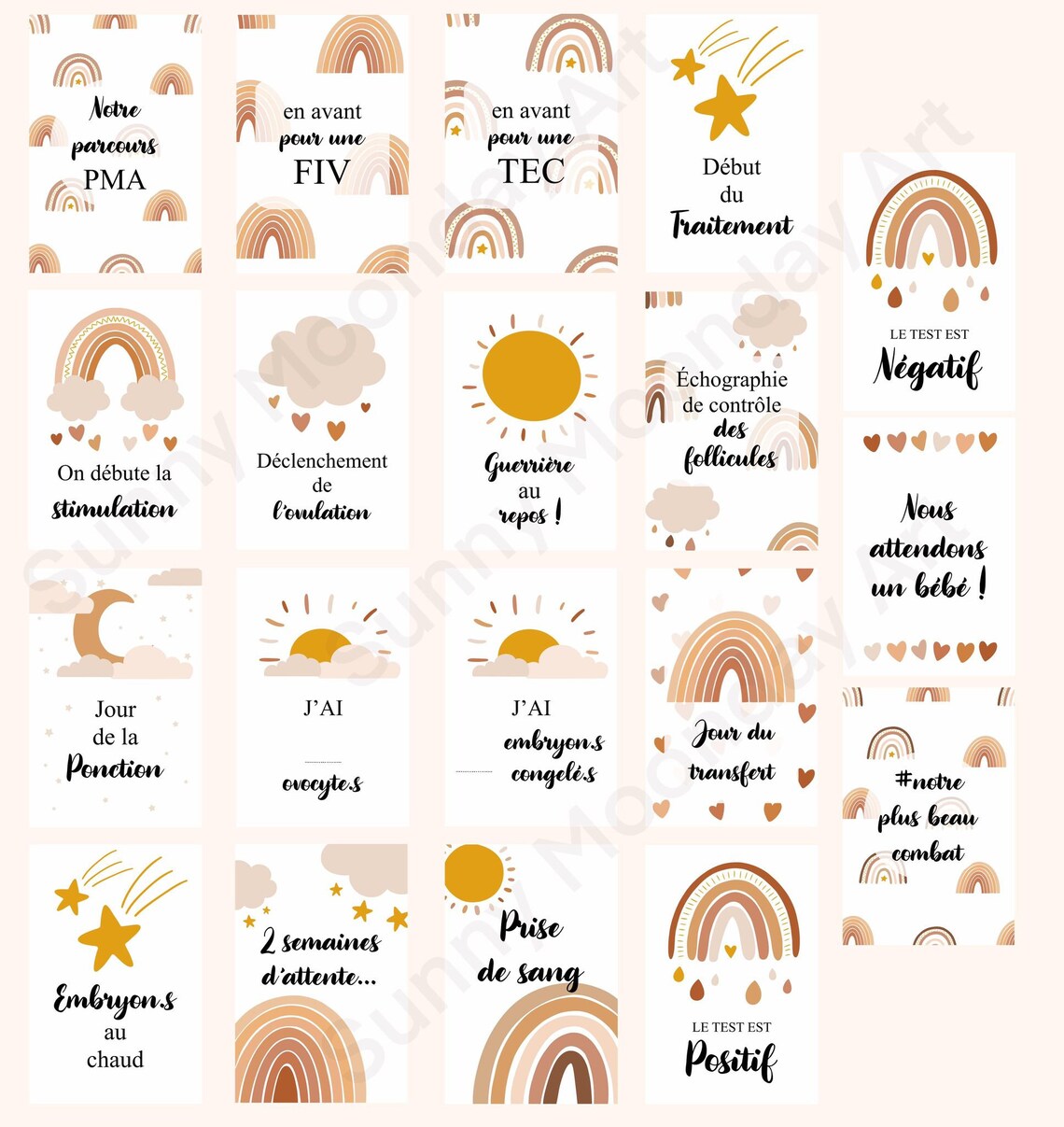 19 Cartes étapes PMA/FIV Arc-en-ciel Grossesse Bébé - Etsy UK