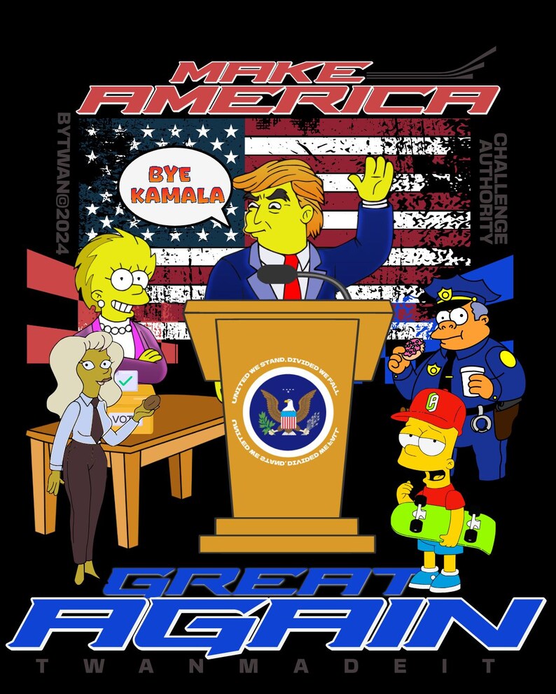 Funny Bart Simpson Digital Art Predicts Donald Trump Victory Waving ...