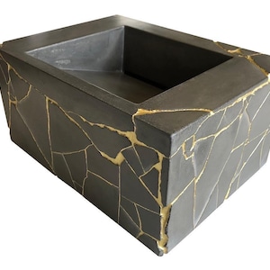 Kintsugi Concrete, Custom Concrete Sink, Floating Ramp Sink, Handmade ...