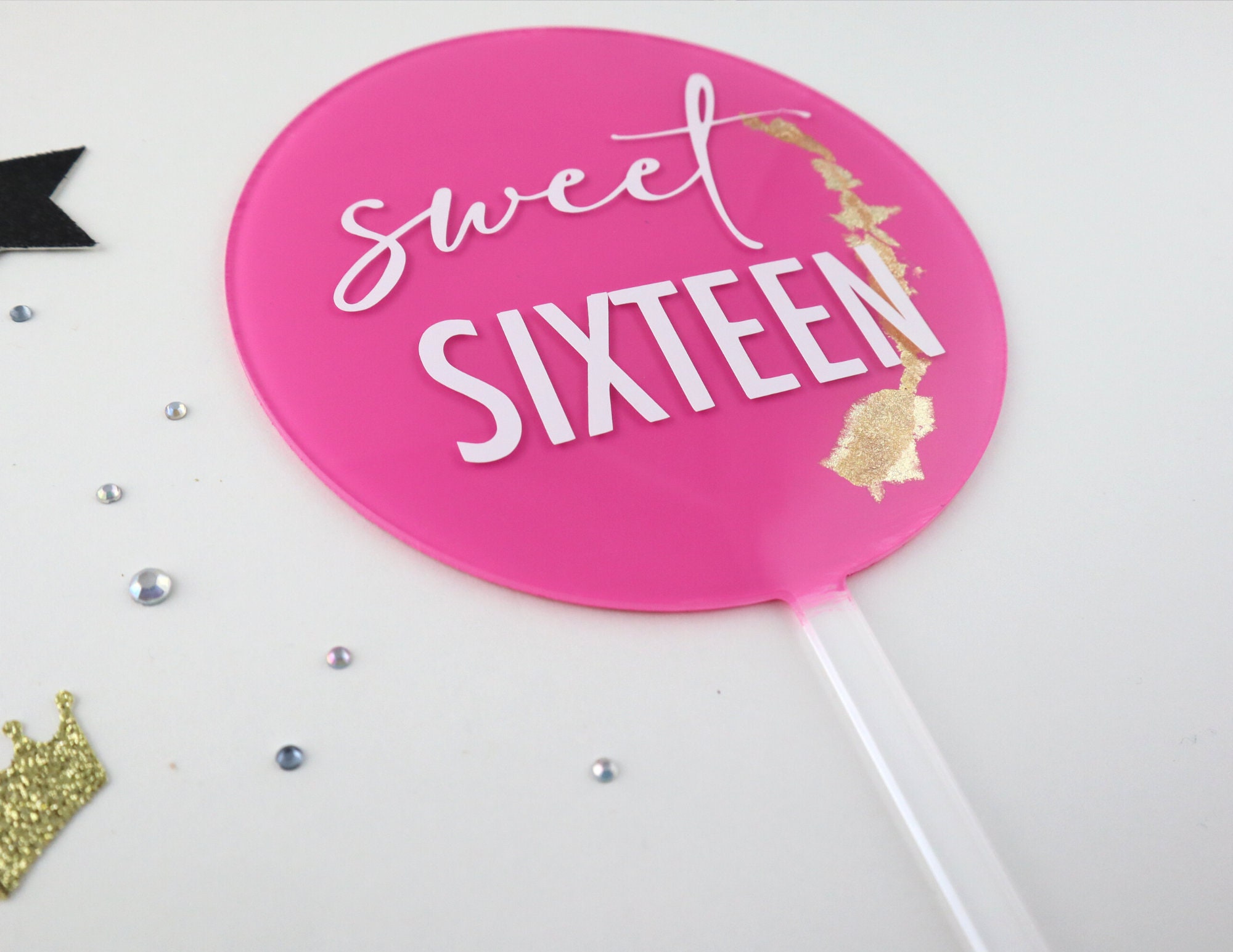 Sweet 16 Cake Topper Acrylic Cake Topper Sweet Sixteen Cake | Etsy
