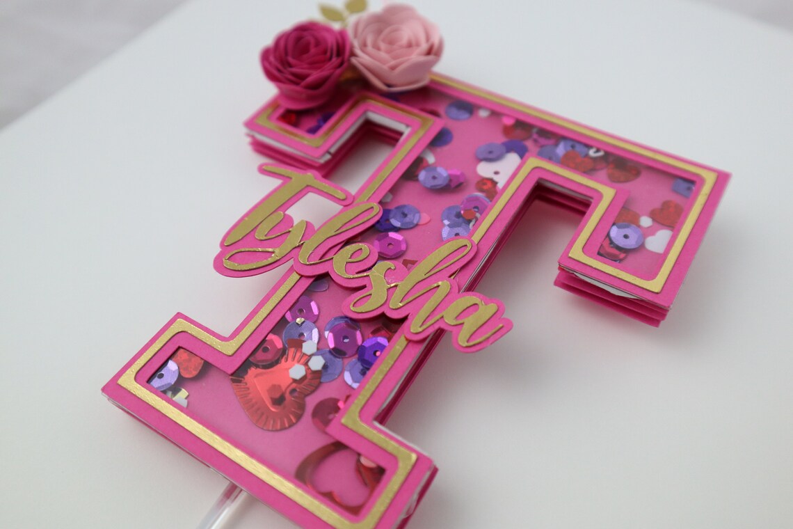 Personalized Cake Topper, Alphabet Cake Topper, Shaker Cake Topper ...