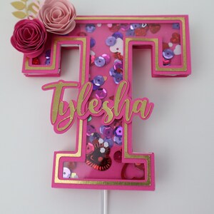 Personalized Cake Topper, Alphabet Cake Topper, Shaker Cake Topper ...