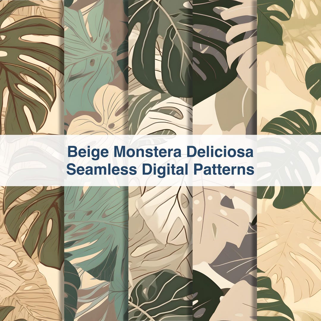 Beige Monstera Deliciosa Seamless Digital Patterns - Etsy