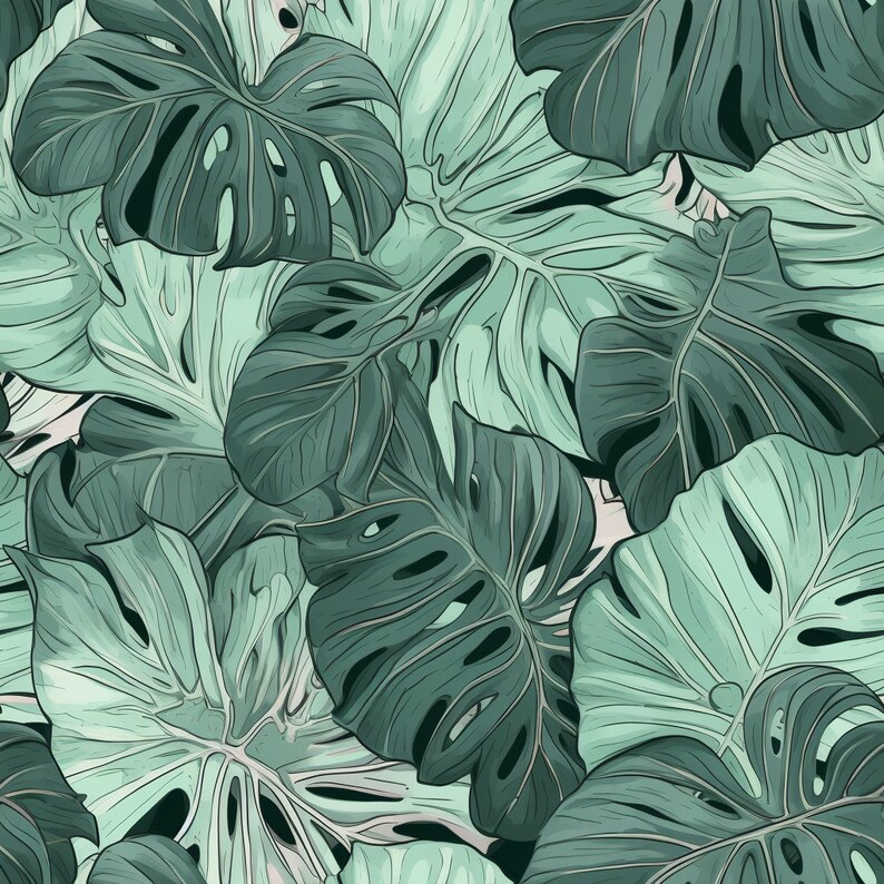 Monstera Deliciosa Seamless Pattern - Etsy
