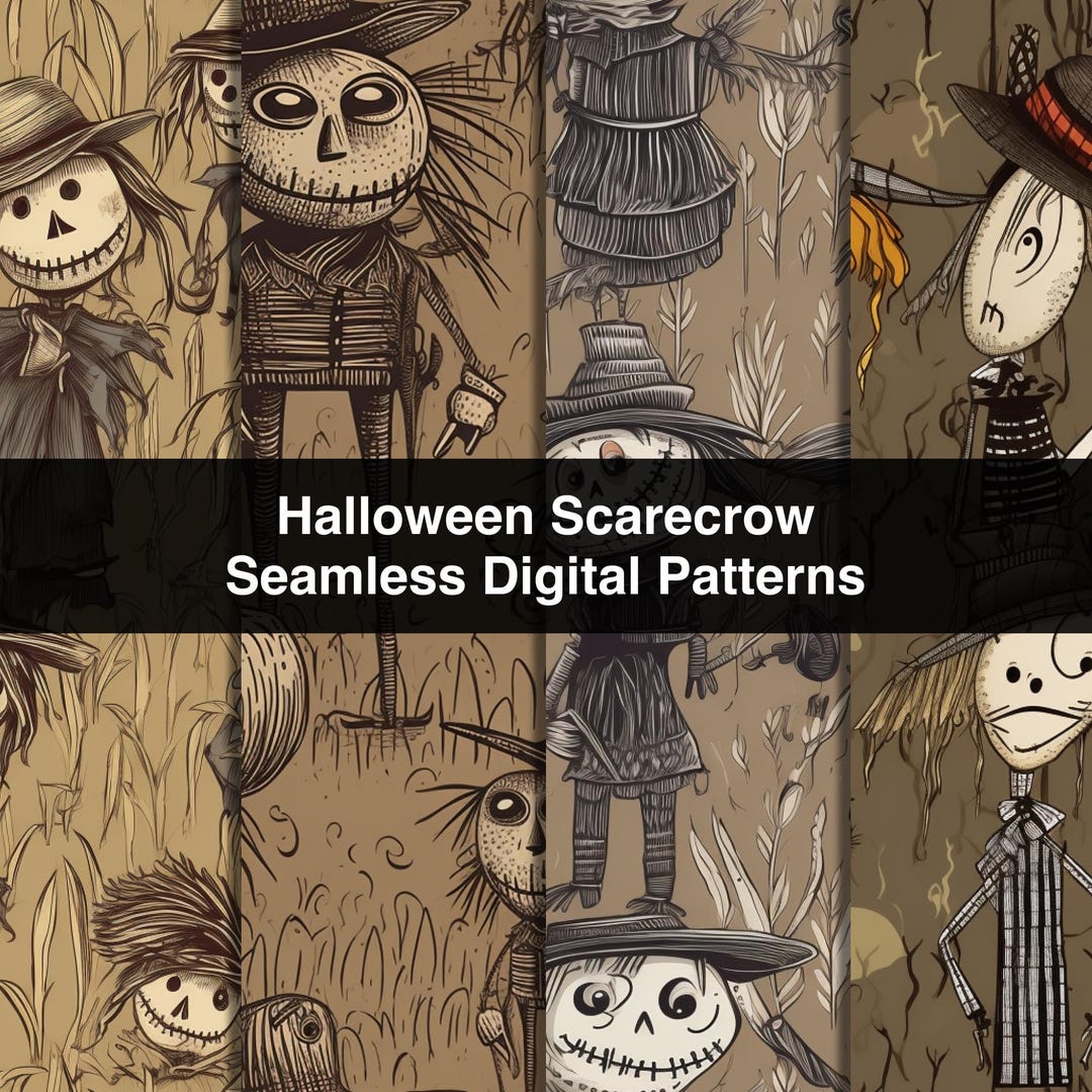 Halloween Scarecrows Digital Seamless Patterns - Etsy