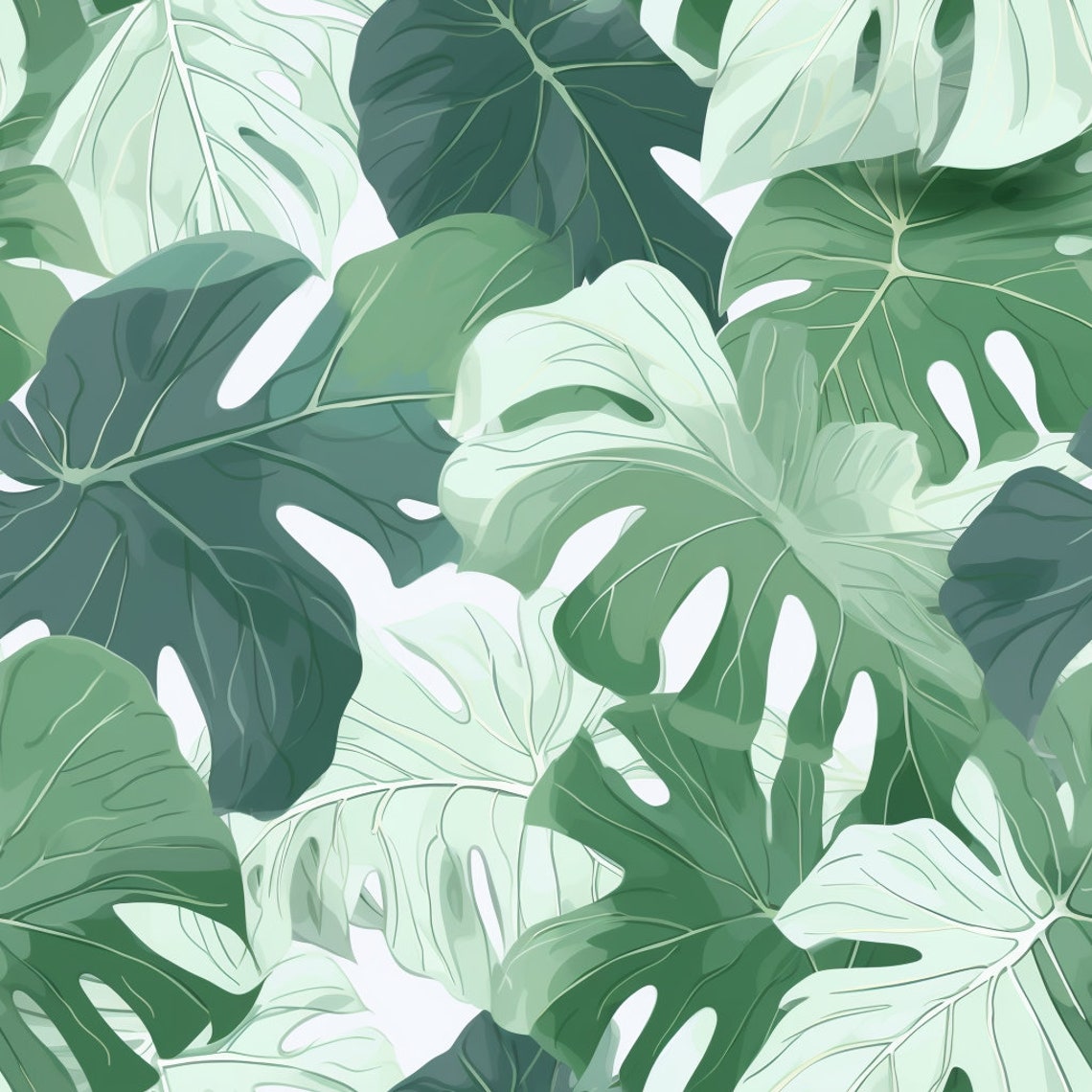Monstera Albo 5 Seamless Digital Patterns - Etsy