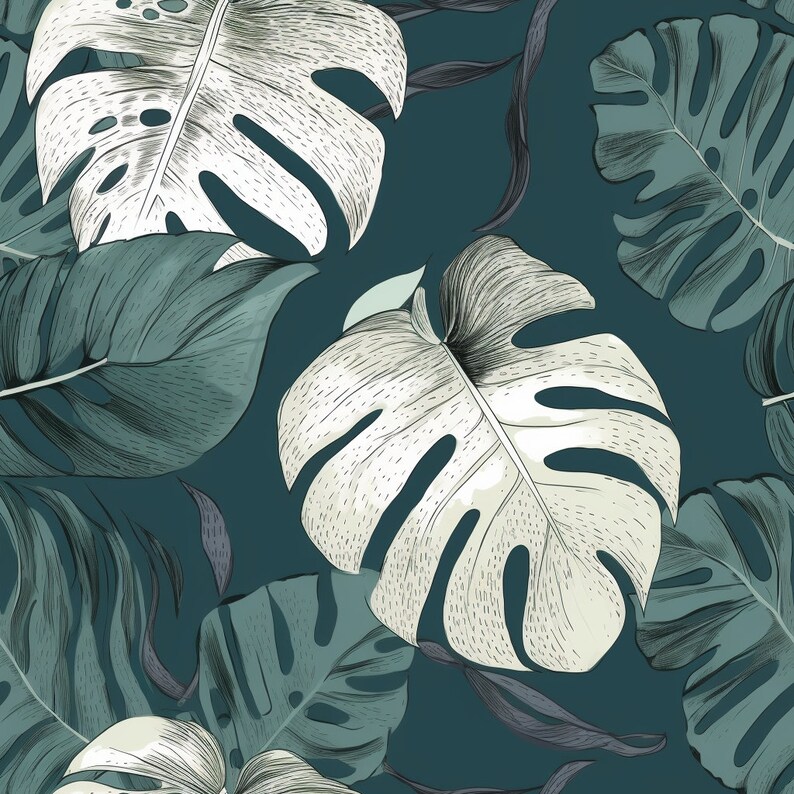 Monstera Albo 5 Seamless Digital Patterns - Etsy