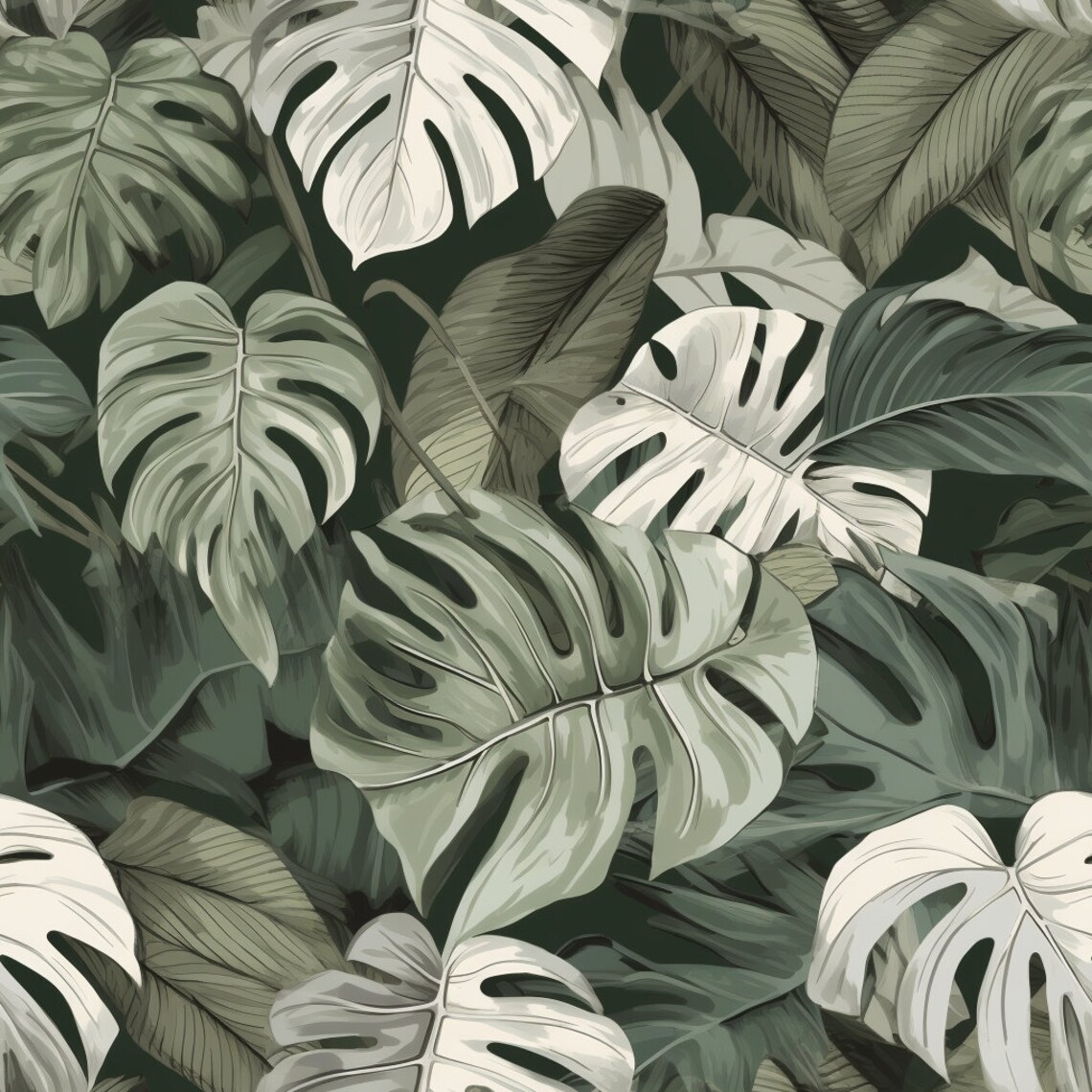 Monstera Albo 5 Seamless Digital Patterns - Etsy