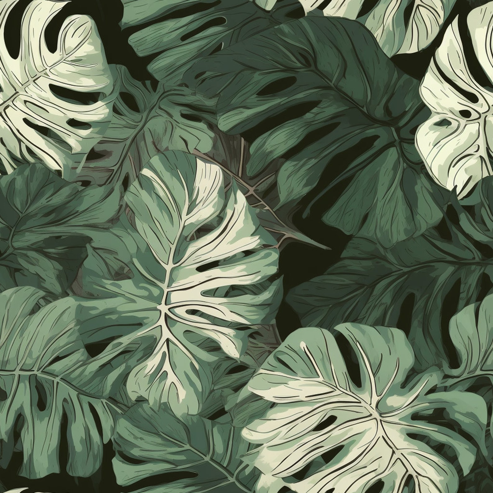 Monstera Albo 5 Seamless Digital Patterns - Etsy