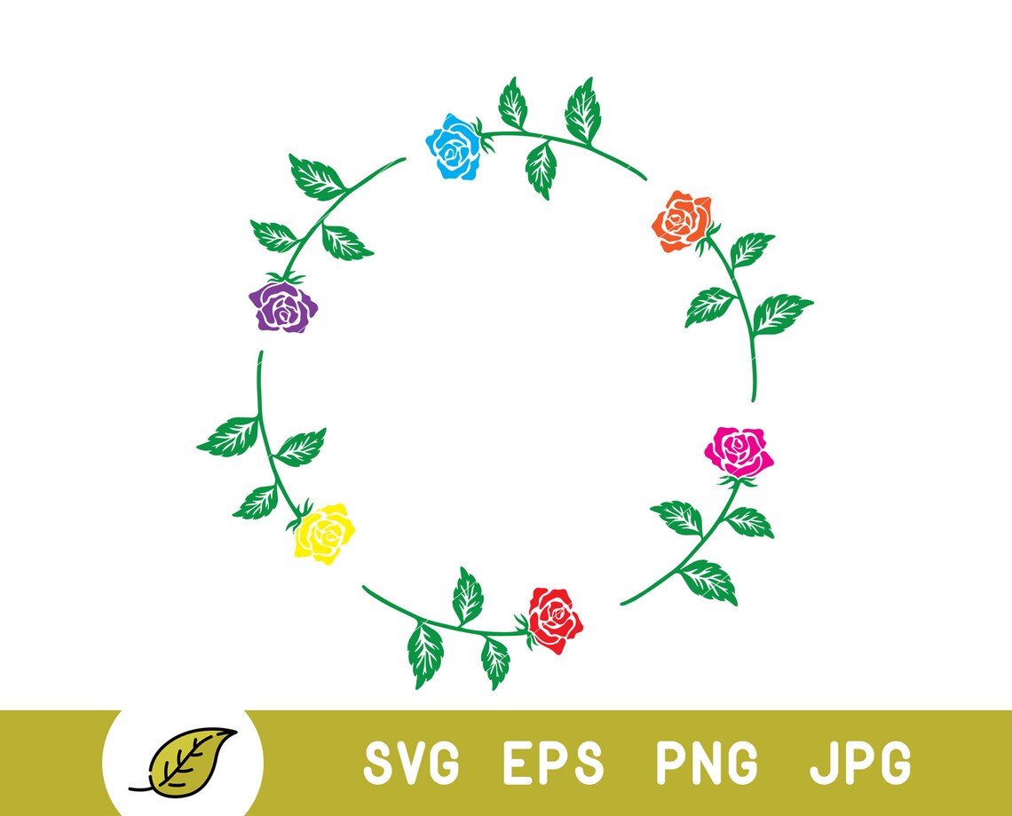 Monogram svg rose svg roses svg floral wreath svg wreath | Etsy