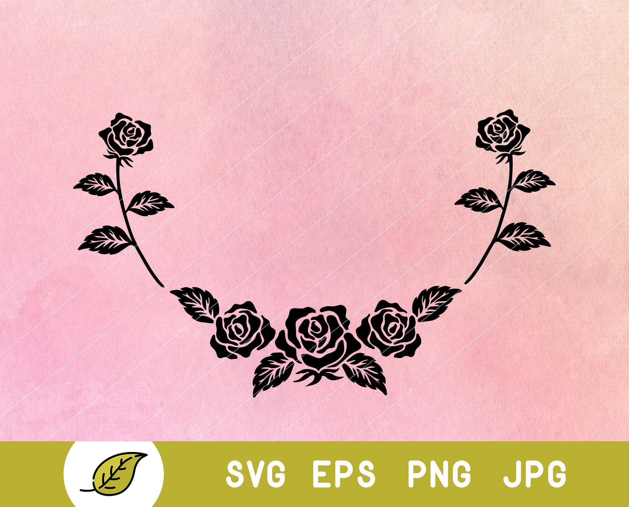 Rosa svg rosas svg floral svg corona floral svg corona | Etsy España