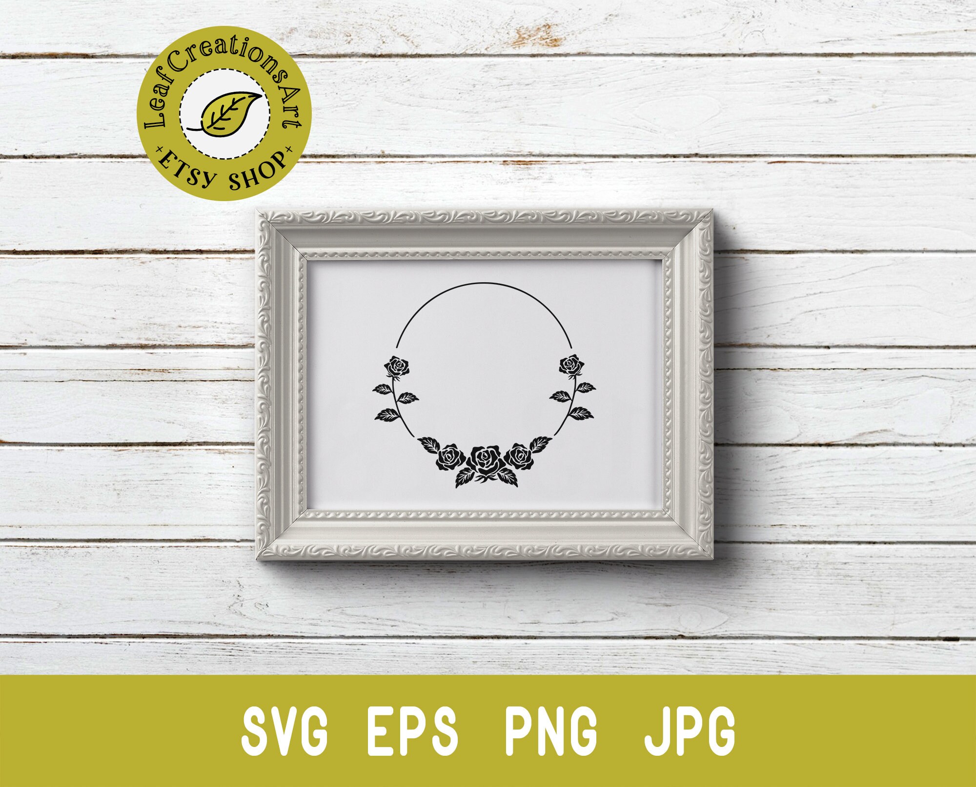 Monogram svg rose svg roses svg floral wreath svg wreath | Etsy