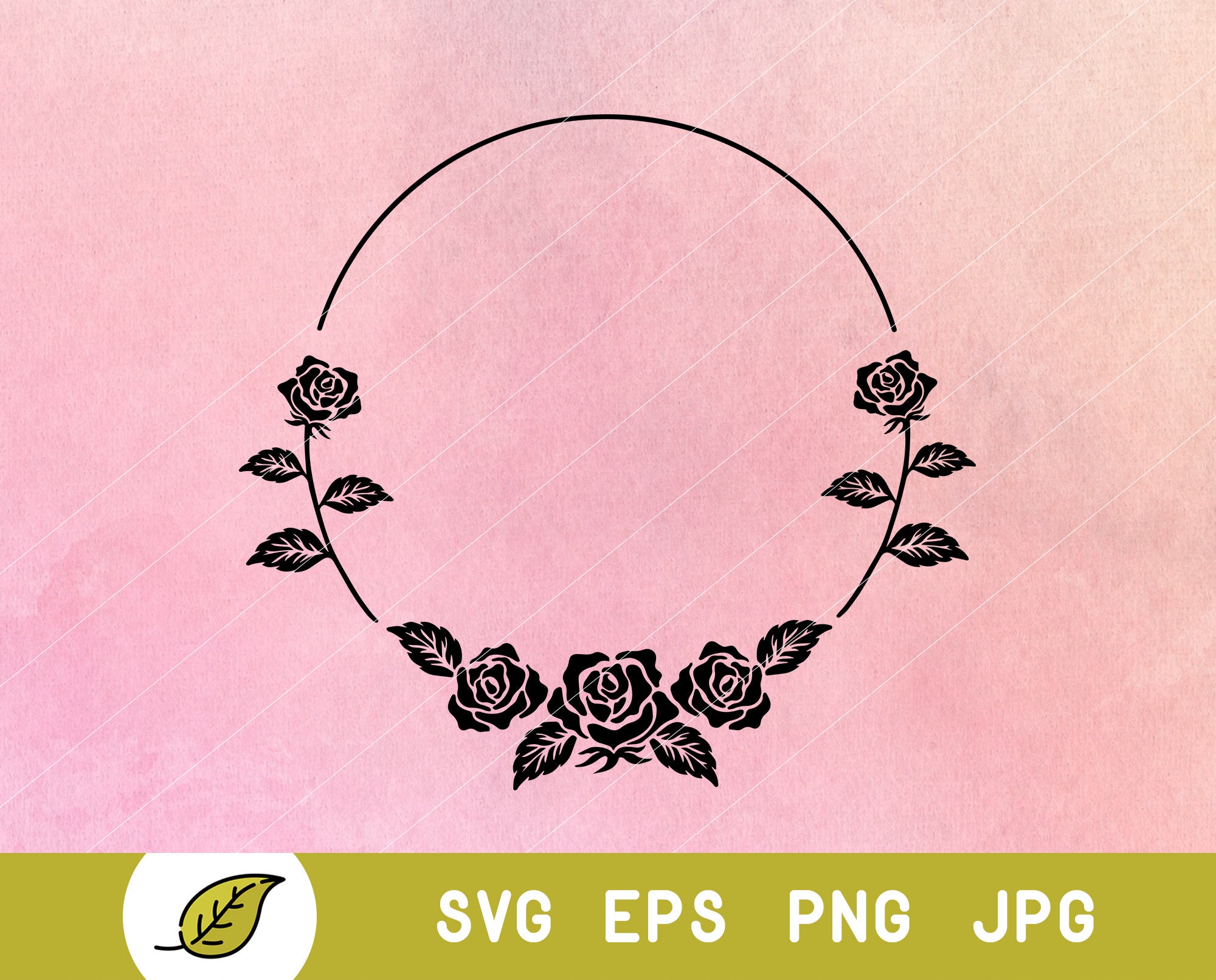 Monogram svg rose svg roses svg floral wreath svg wreath | Etsy