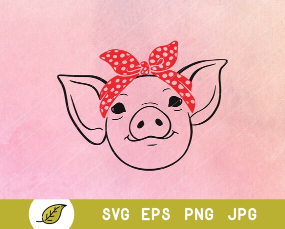 Cerdo svg cerdo bandana svg clipart de cerdo clipart de la | Etsy