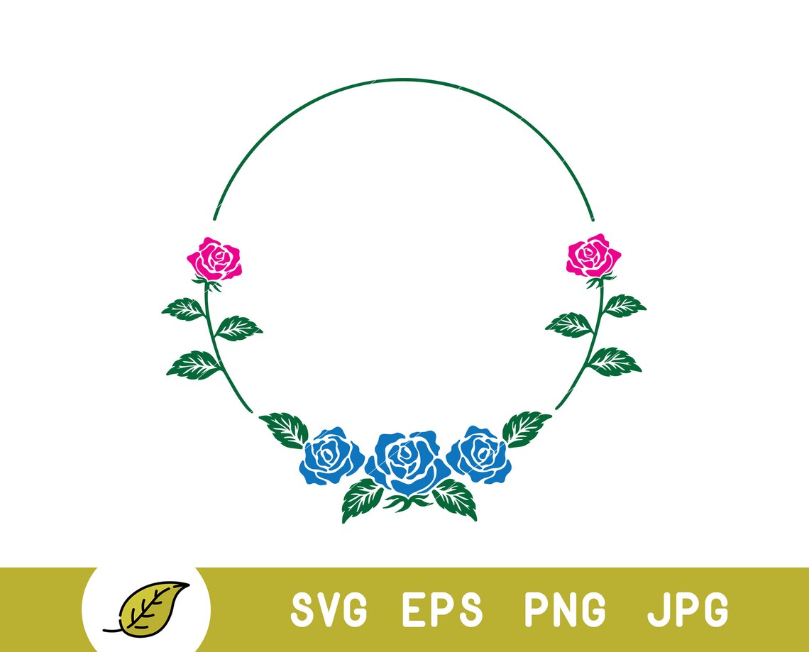 Monogram svg rose svg roses svg floral wreath svg wreath | Etsy