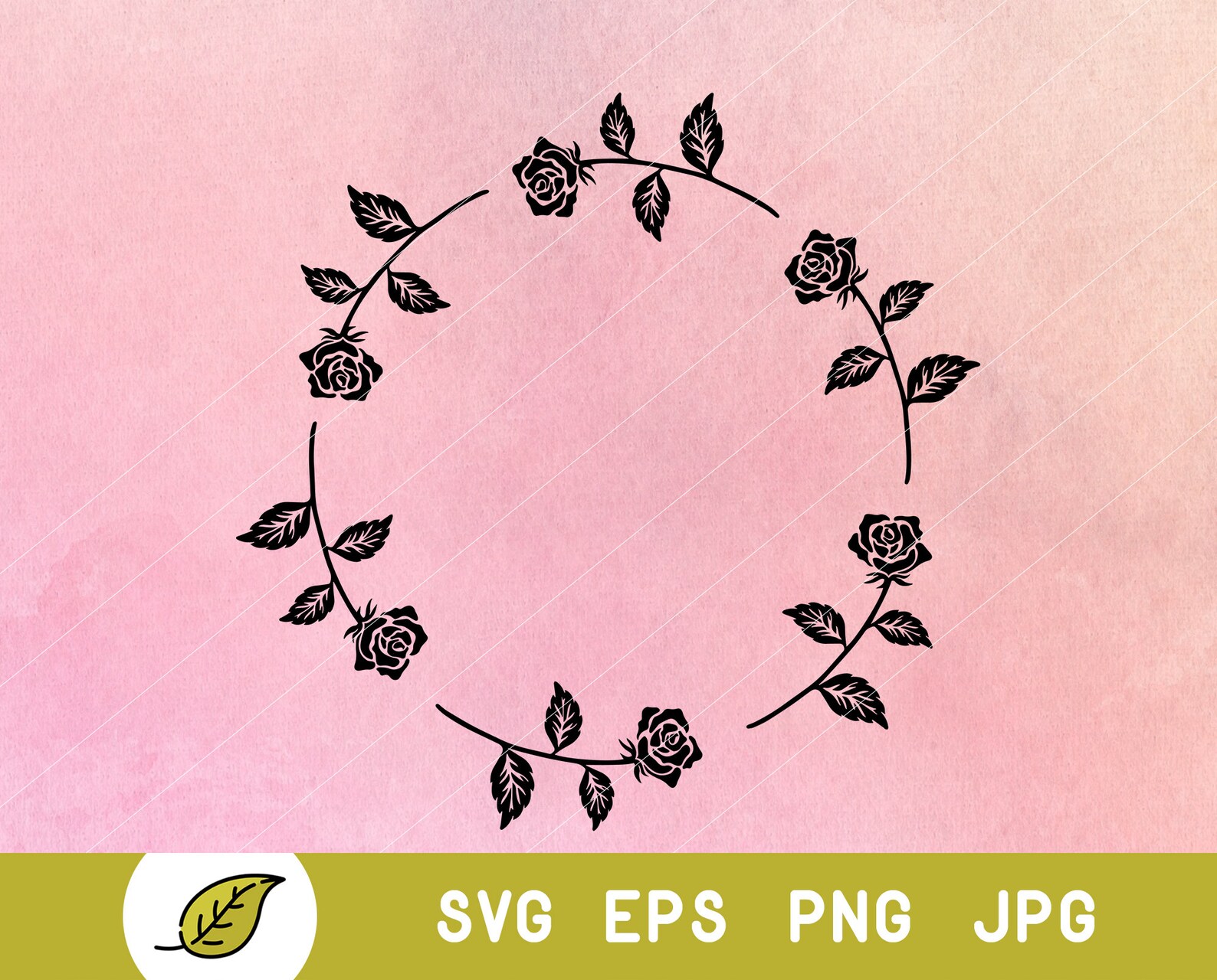 Monogram Svg Rose Svg Roses Svg Floral Wreath Svg Wreath Etsy
