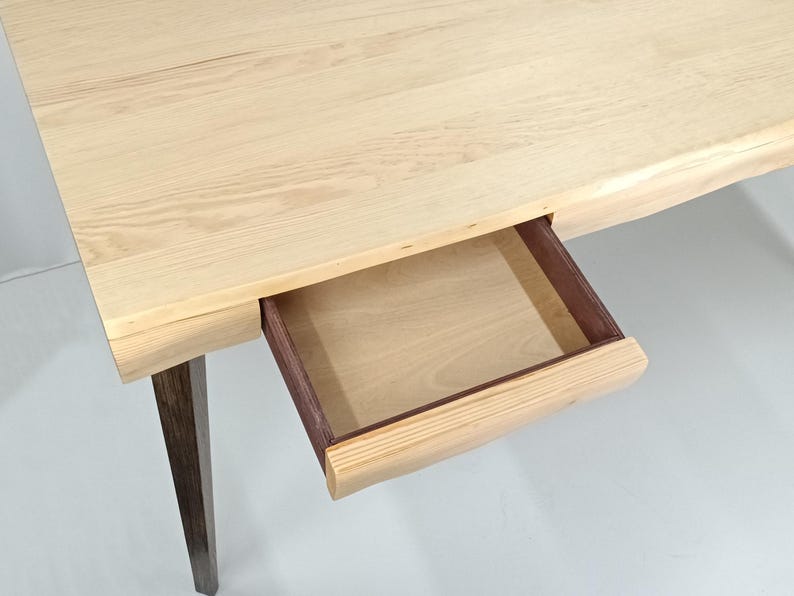Desk With Drawers, From Solid Wood - Thick Live Edge Top, Sculpted ...