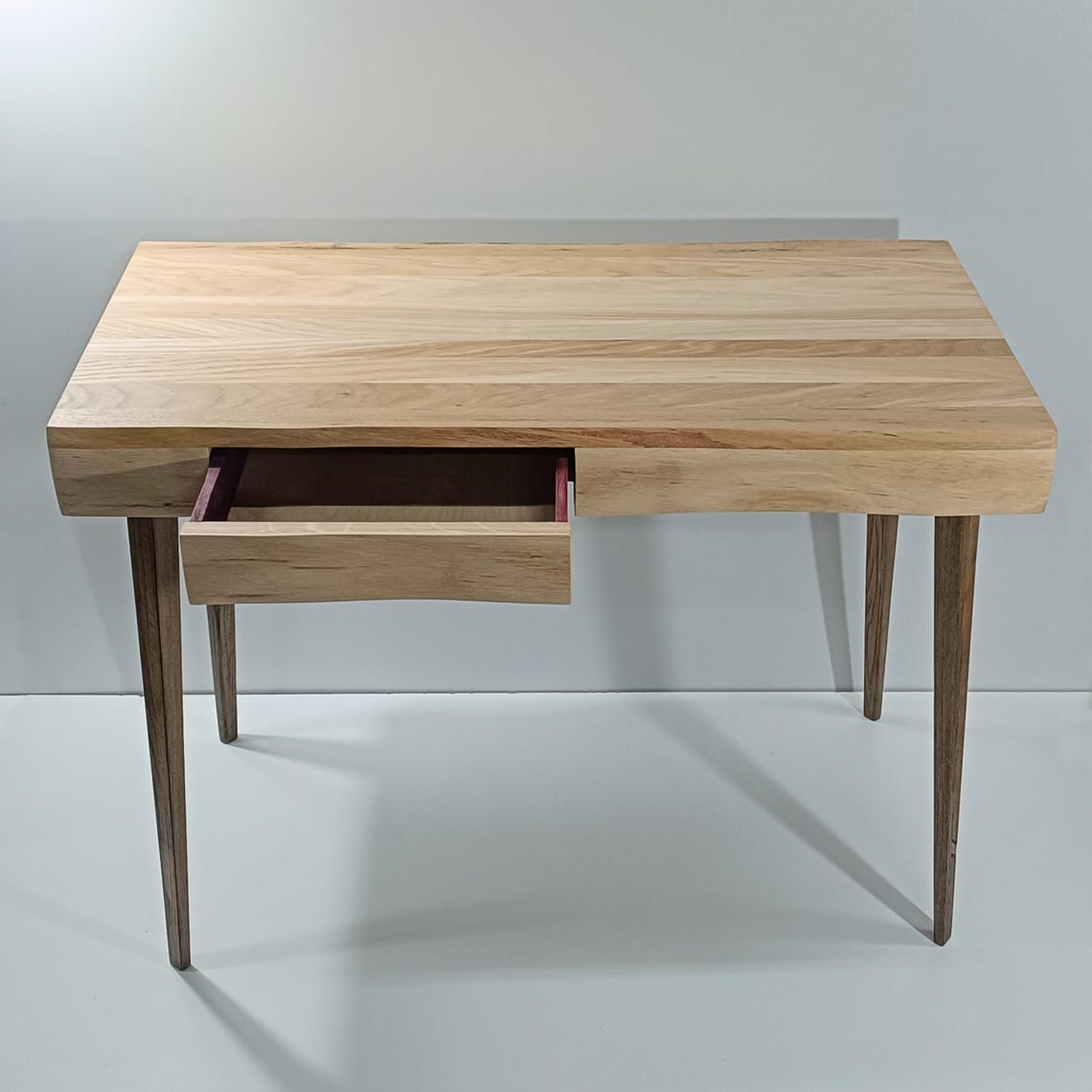 Desk With Drawers, From Solid Wood - Thick Live Edge Top, Sculpted ...