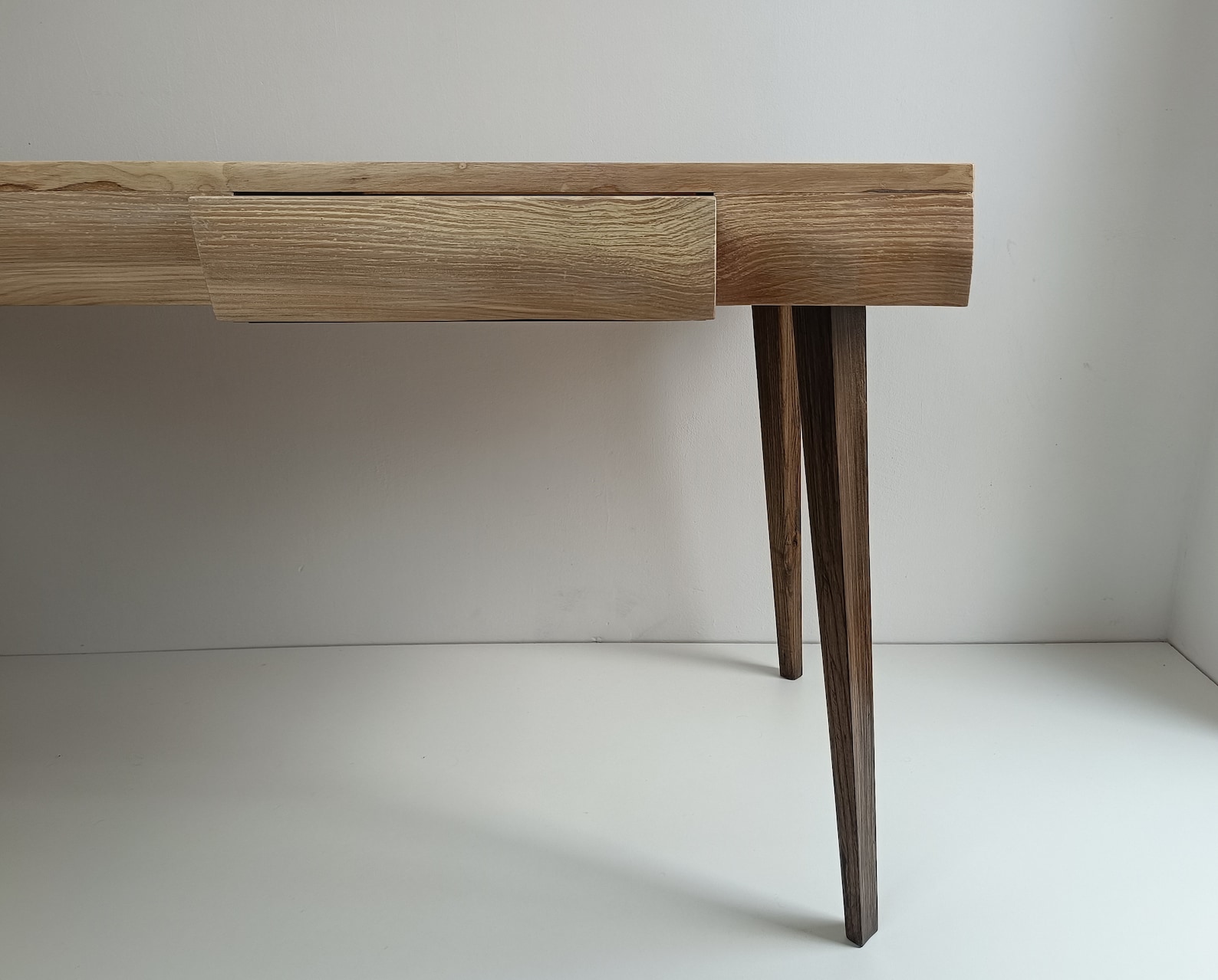 Desk With Drawers, From Solid Wood - Thick Live Edge Top, Sculpted ...