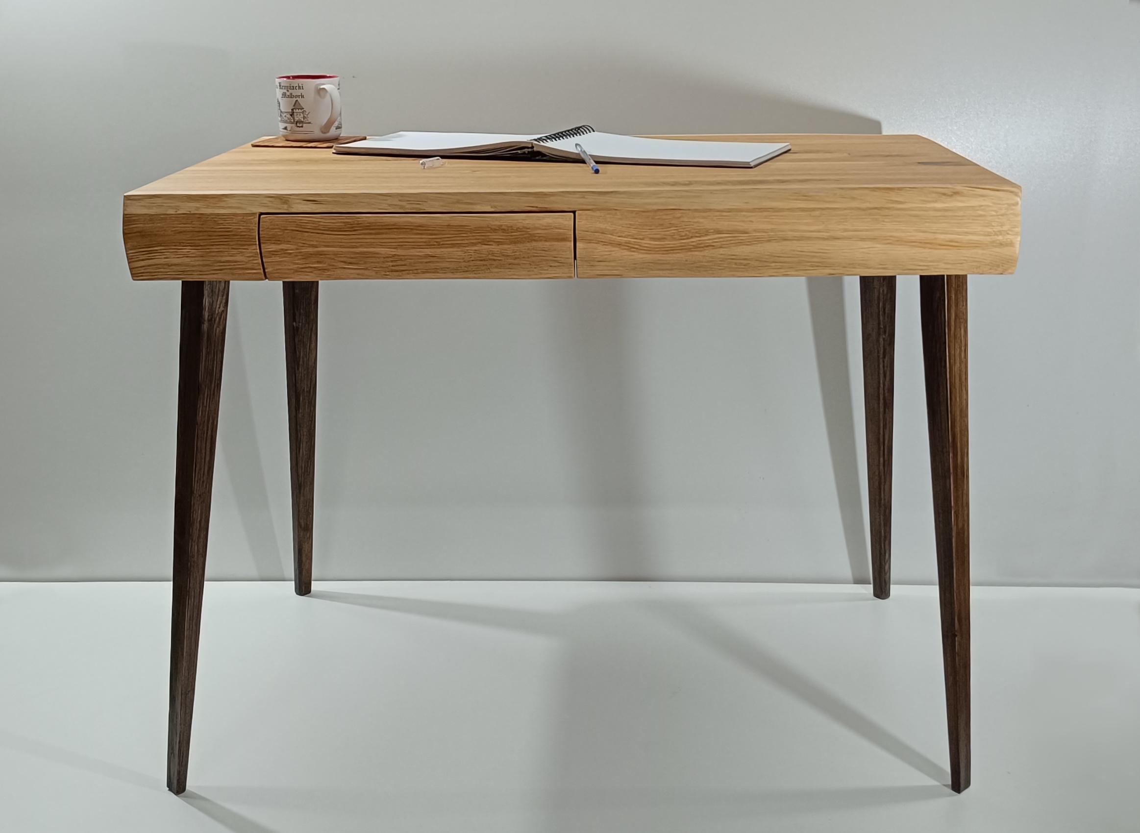 Desk With Drawers, From Solid Wood - Thick Live Edge Top, Sculpted ...