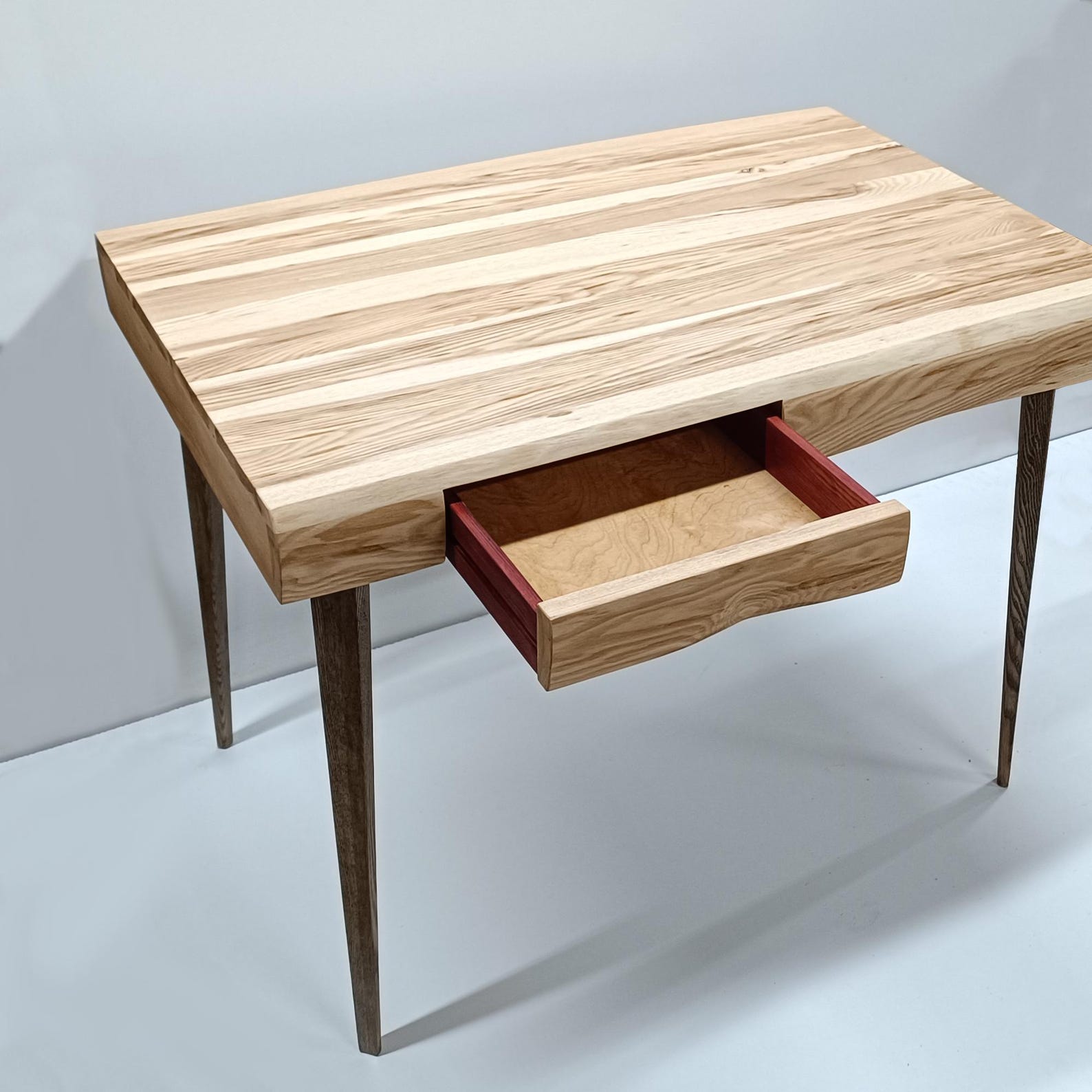 Desk With Drawers, From Solid Wood - Thick Live Edge Top, Sculpted ...