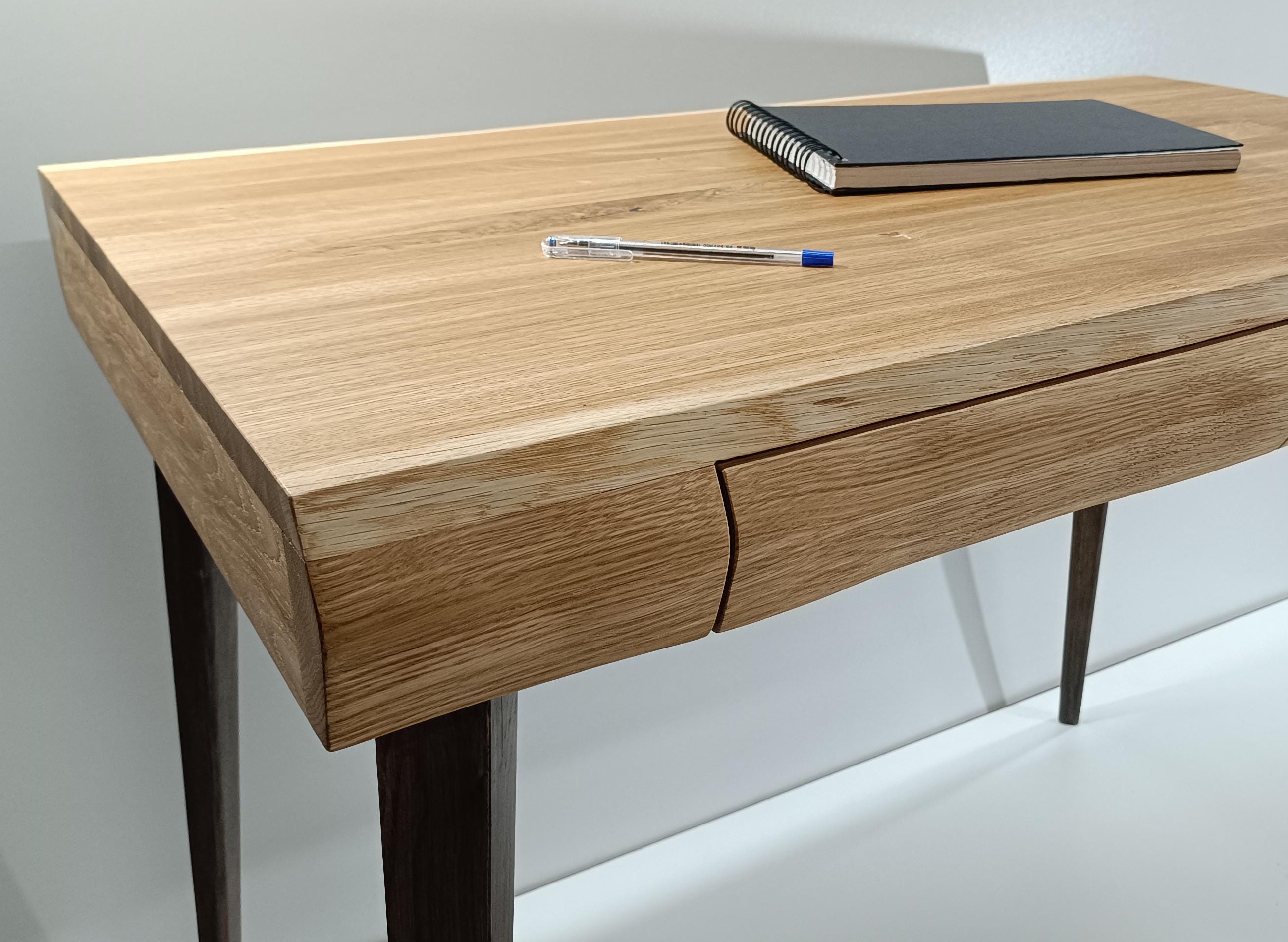 Desk With Drawers, From Solid Wood - Thick Live Edge Top, Sculpted ...