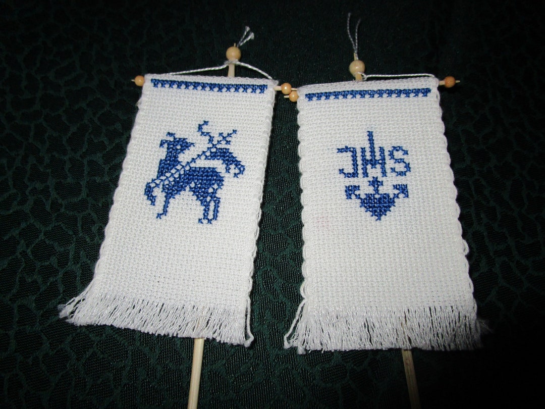 Traditional Double-sided Hand-embroidered Flag for Easter Lamb and ...