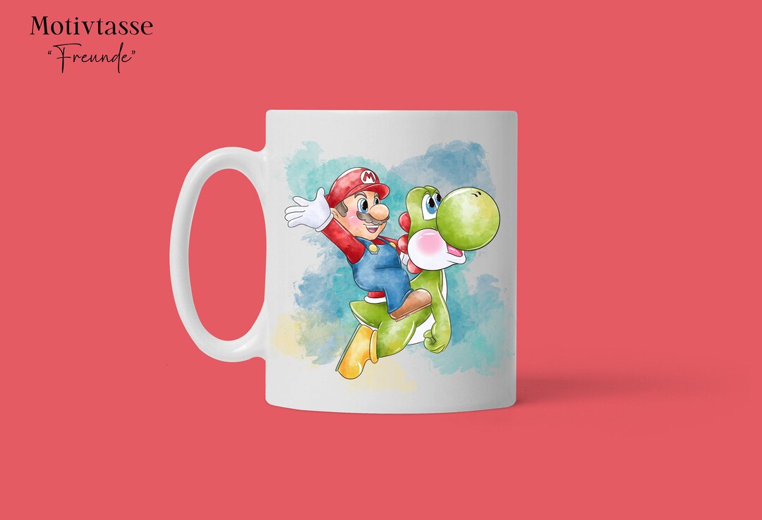 Motif Cup mario & Yoshi, Cup With Print, Watercolor, Gift for Children ...
