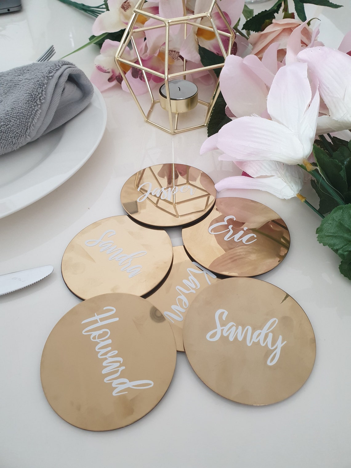 Custom Gold Coaster Place Card Wedding Favour Name Card - Etsy