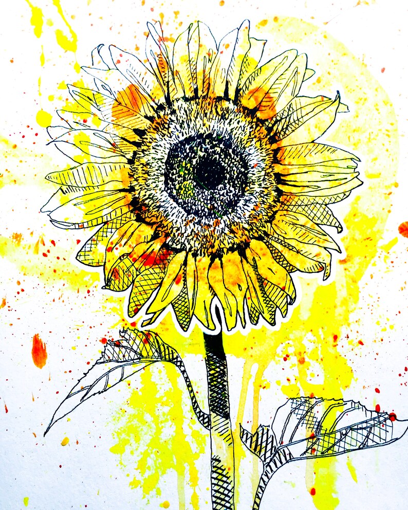 SUNFLOWER Print, Art, Abstract, Flowers, Garden, Home Decor, Wall Art ...