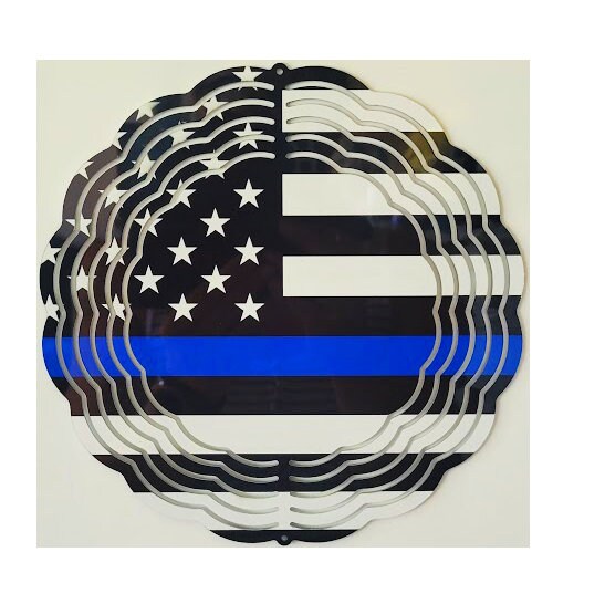 Blue Line Flag Wind Spinner Police - Etsy