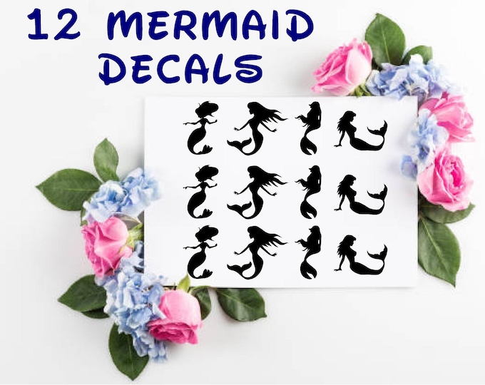 Mermaid Decals Set of 12 Vinyl Decals Super Cute - Etsy