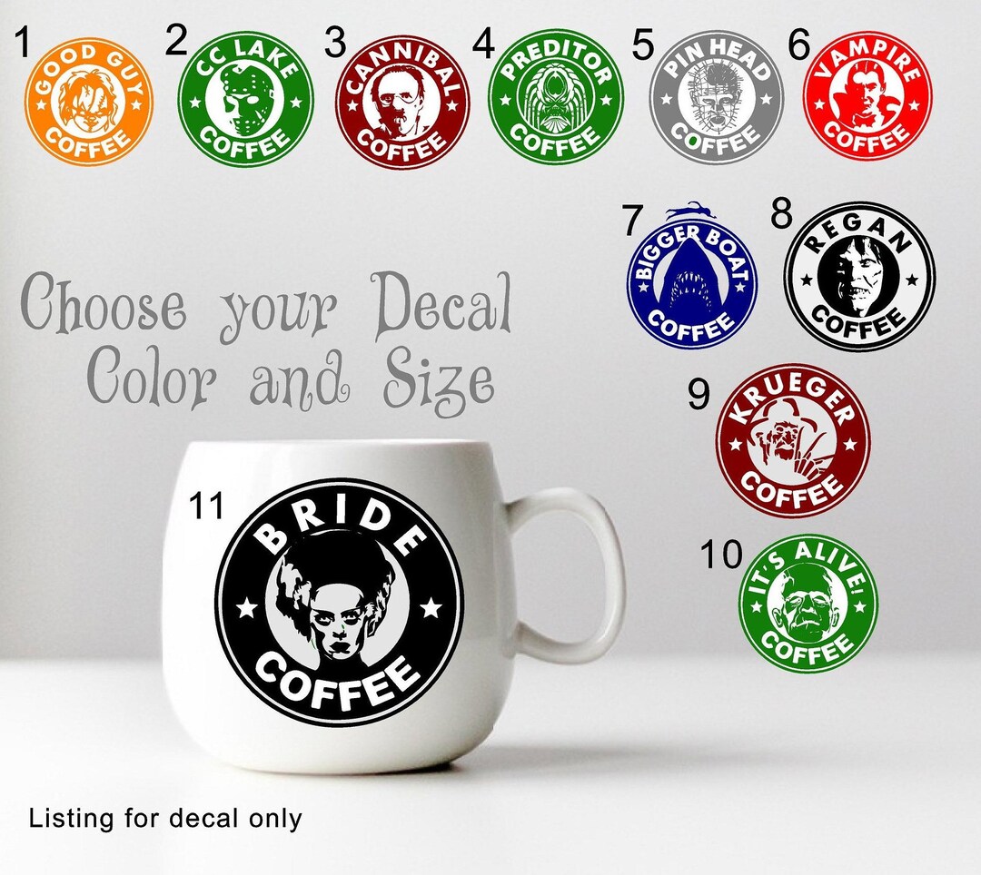Horror Coffee Decals/ Yeti Decal/ Car Decal/ Water Bottle Decal/ Coffee Mug Decal - Etsy