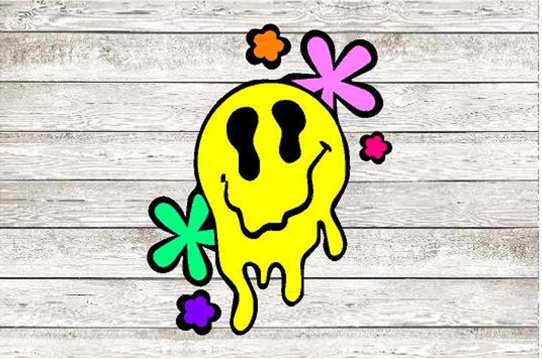 Smiley Face Flower Power Vinyl Decal~kids Room/ Yeti Decal/ Glass Block ...
