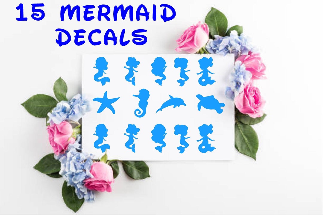 Mermaid and Sea Life Decals- Set of 15 Vinyl Decals- Super Cute!! - Etsy