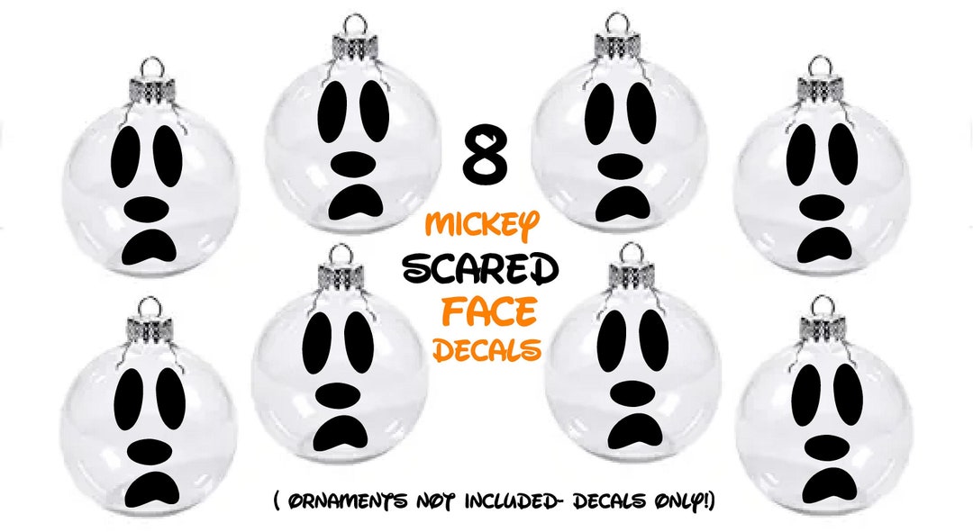 Scared Mickey- Set of 8 FACE Vinyl Decals- Ornament Decals!! DIY - Etsy