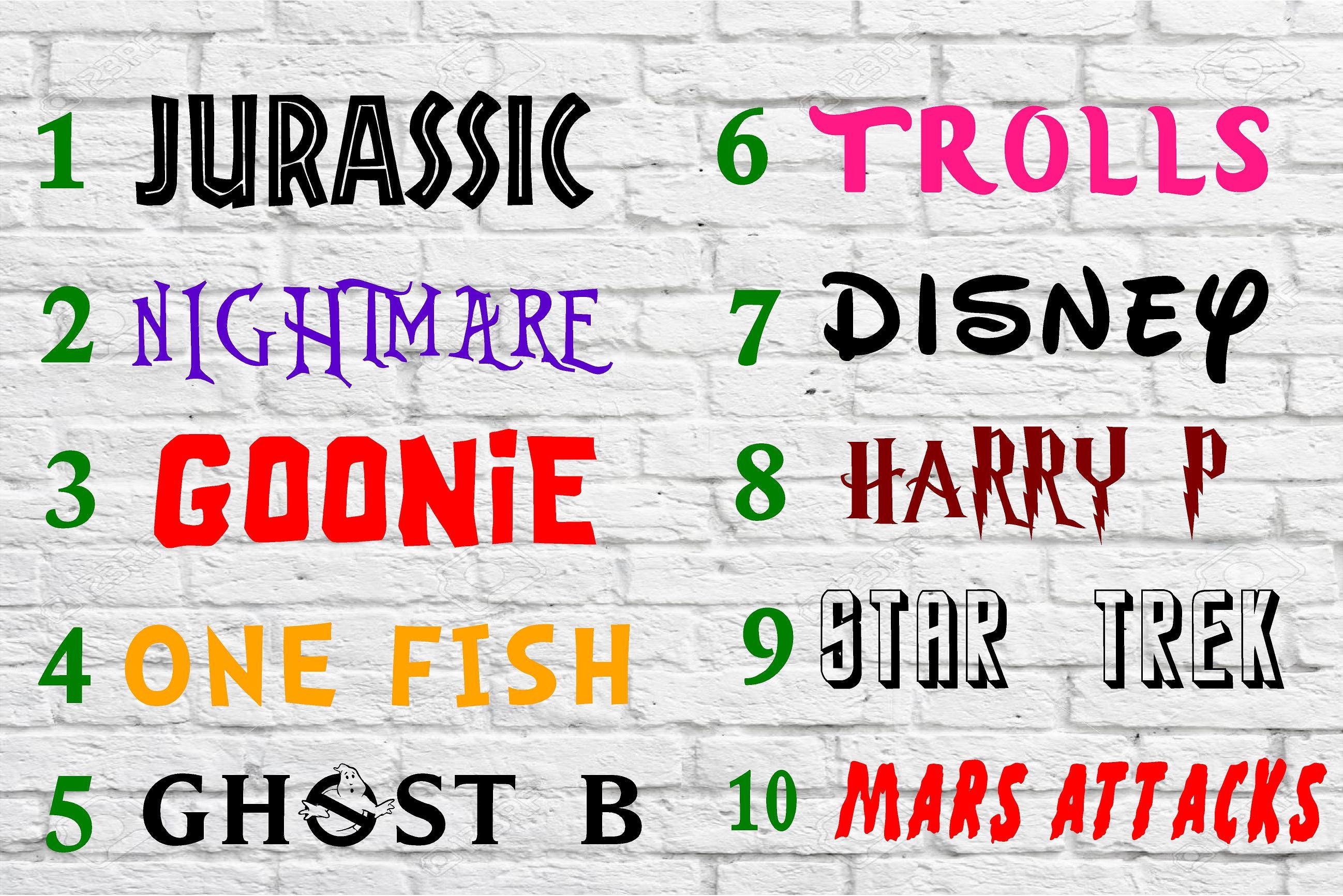 Custom Movie Font-1", 1.5",2" or 2.5" Lettering Decals- Yeti Decals ...