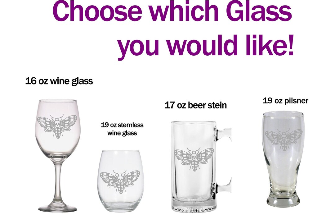 Moth Horror Glasses - Choose Your Glass Style! Perfect for Any Occasion ...