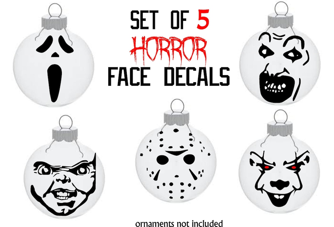 Horror- Set of 5 FACE Vinyl Decals- Ornament Decals!! DIY - Etsy