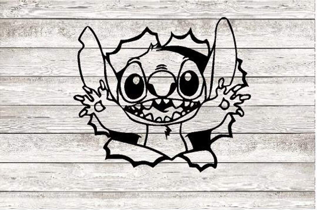 Stitch Wall Break Decal /vinyl Decal/kids Room/ Yeti Decal/ Glass Block ...
